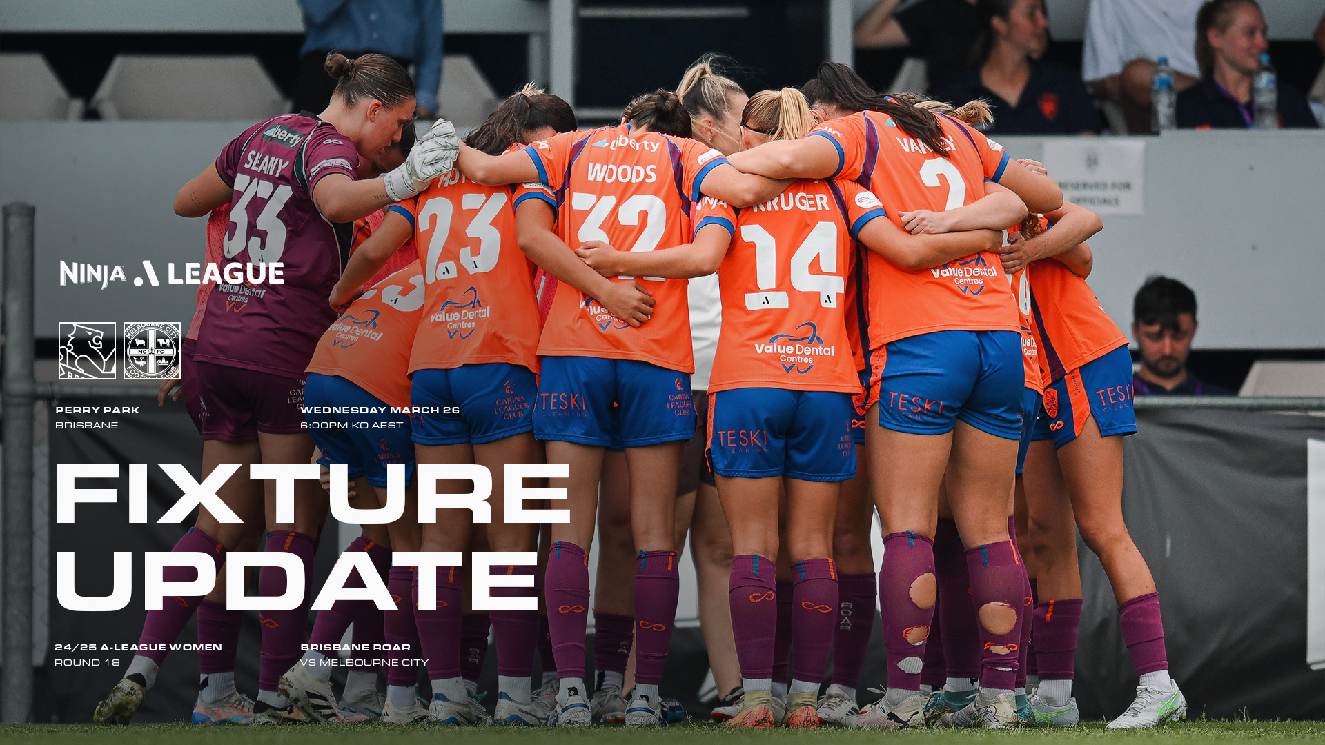 ALW R18 Fixture Update: Brisbane Roar vs Melbourne City Rescheduled - Brisbane Roar